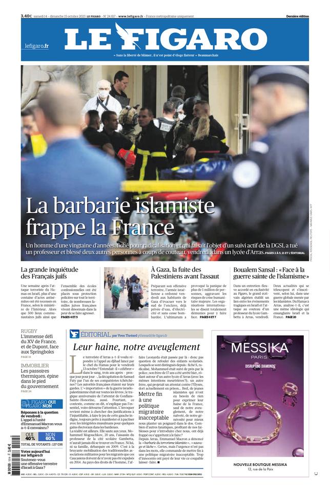 Le Figaro édition numérique du 14 octobre 2023