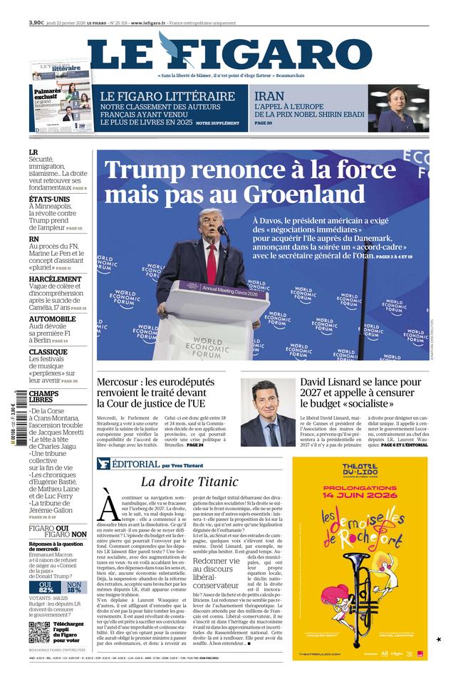 Le Figaro édition numérique du 22 janvier 2026