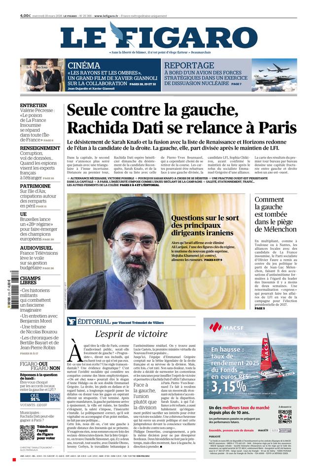 Le Figaro édition numérique du 18 mars 2026
