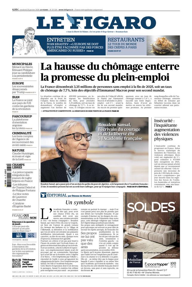 Le Figaro édition numérique du 30 janvier 2026