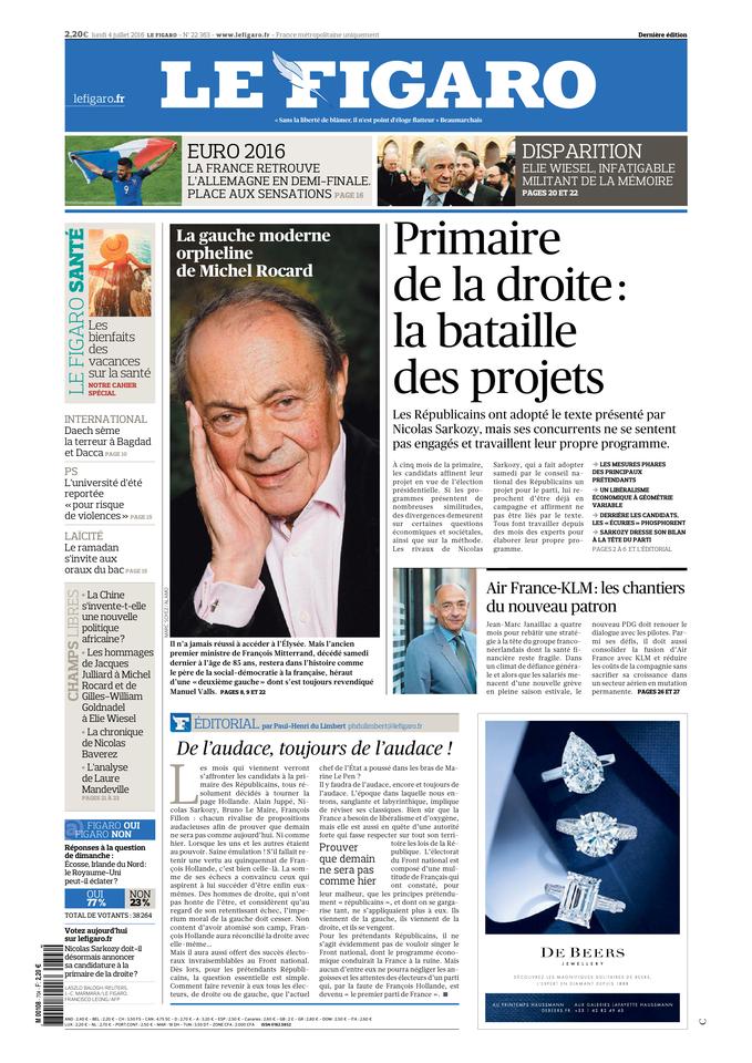 Le Figaro édition numérique du 4 juillet 2016