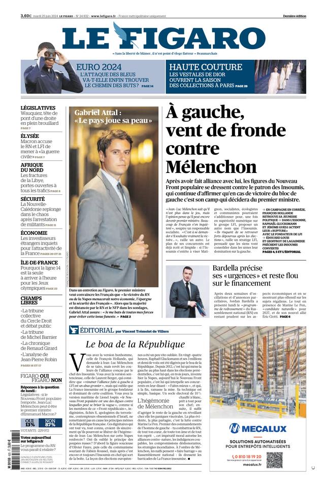 Le Figaro édition numérique du 25 juin 2024