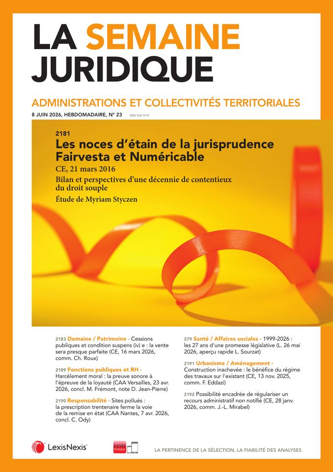 N°23 - 6 juin 2026 - JCP A - LexisNexis