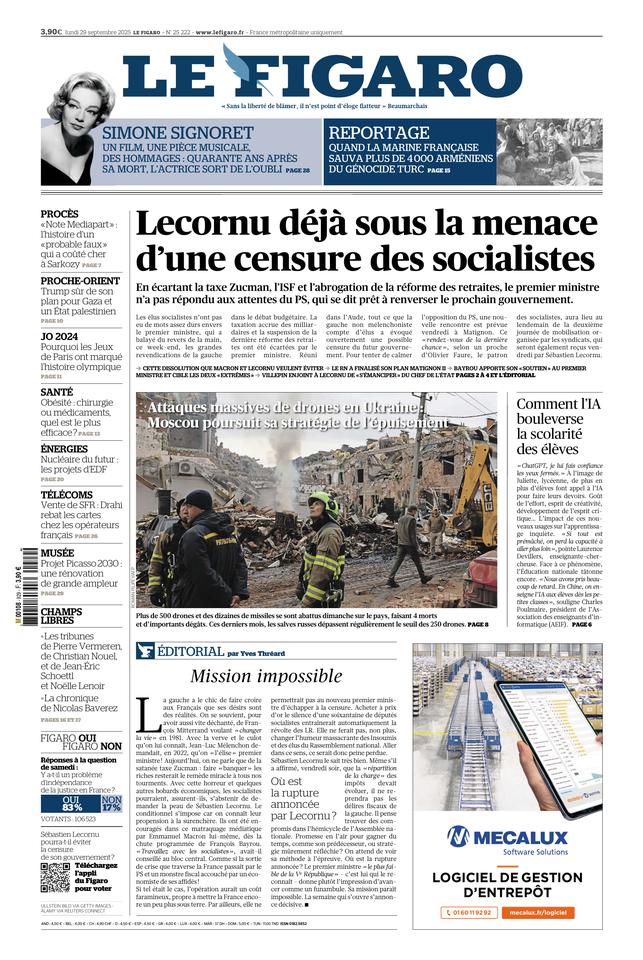 Le Figaro édition numérique du 29 septembre 2025